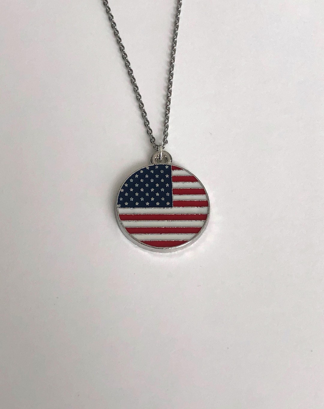American Flag Necklace, American Flag Jewelry, United States Flag, USA ...