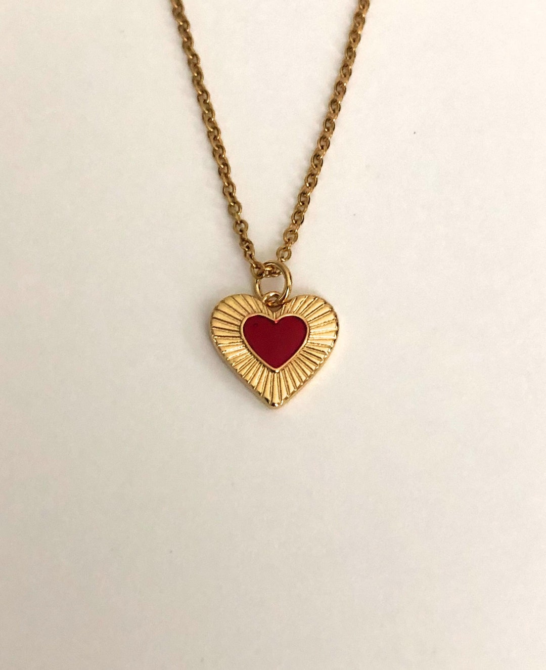 Heart Necklace, Red Heart, Red Heart Necklace, Red Heart Pendant, Heart ...