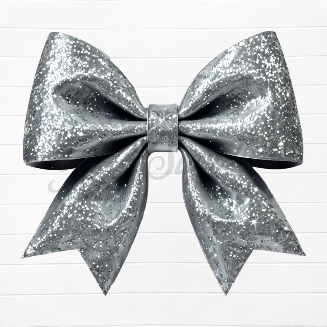 Silver Bow Png, Silver Glitter Bow Png, Silver Glitter Bow Clipart, Bow ...