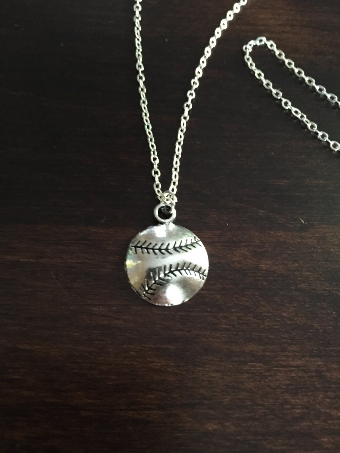 Baseball Necklace, Baseball, Silver Baseball Necklace, Baseball Pendant ...