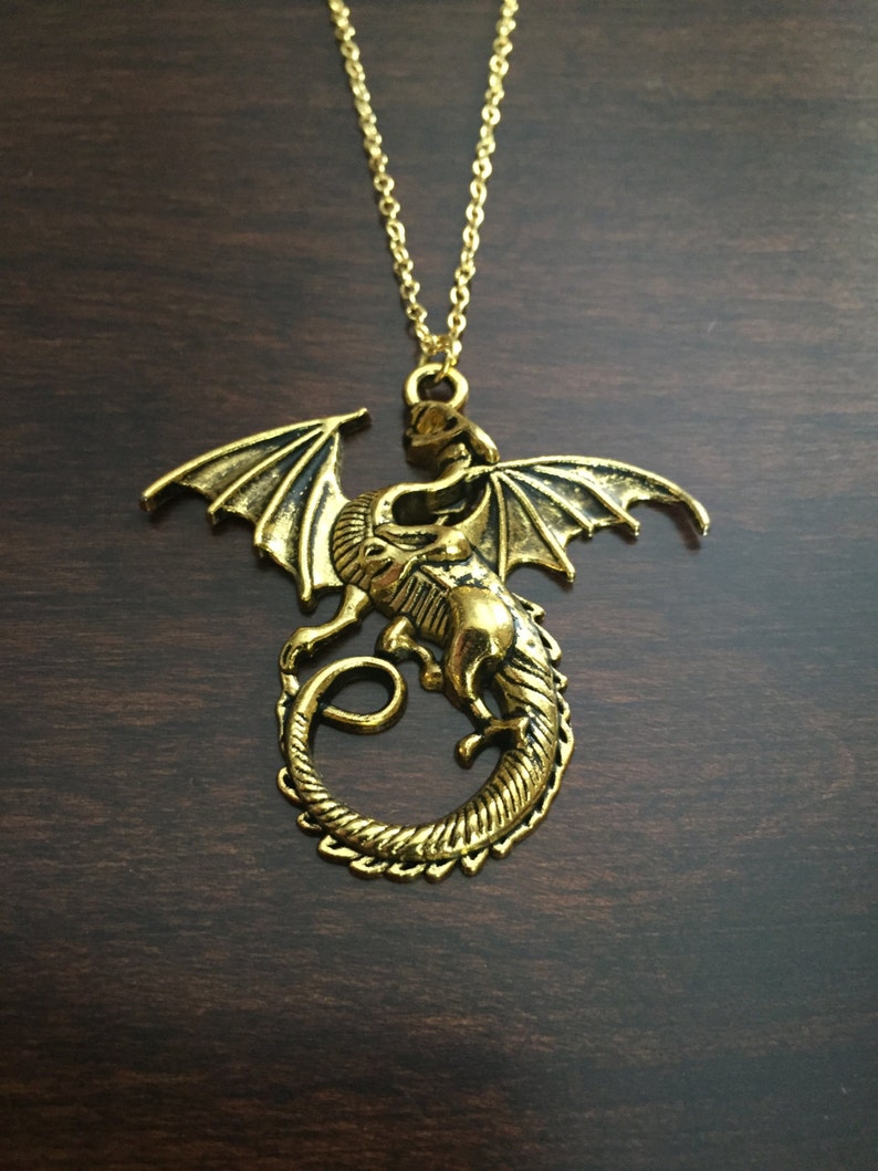 Dragon Dragon Necklace Dragon Jewelry Gold Dragon Gold - Etsy