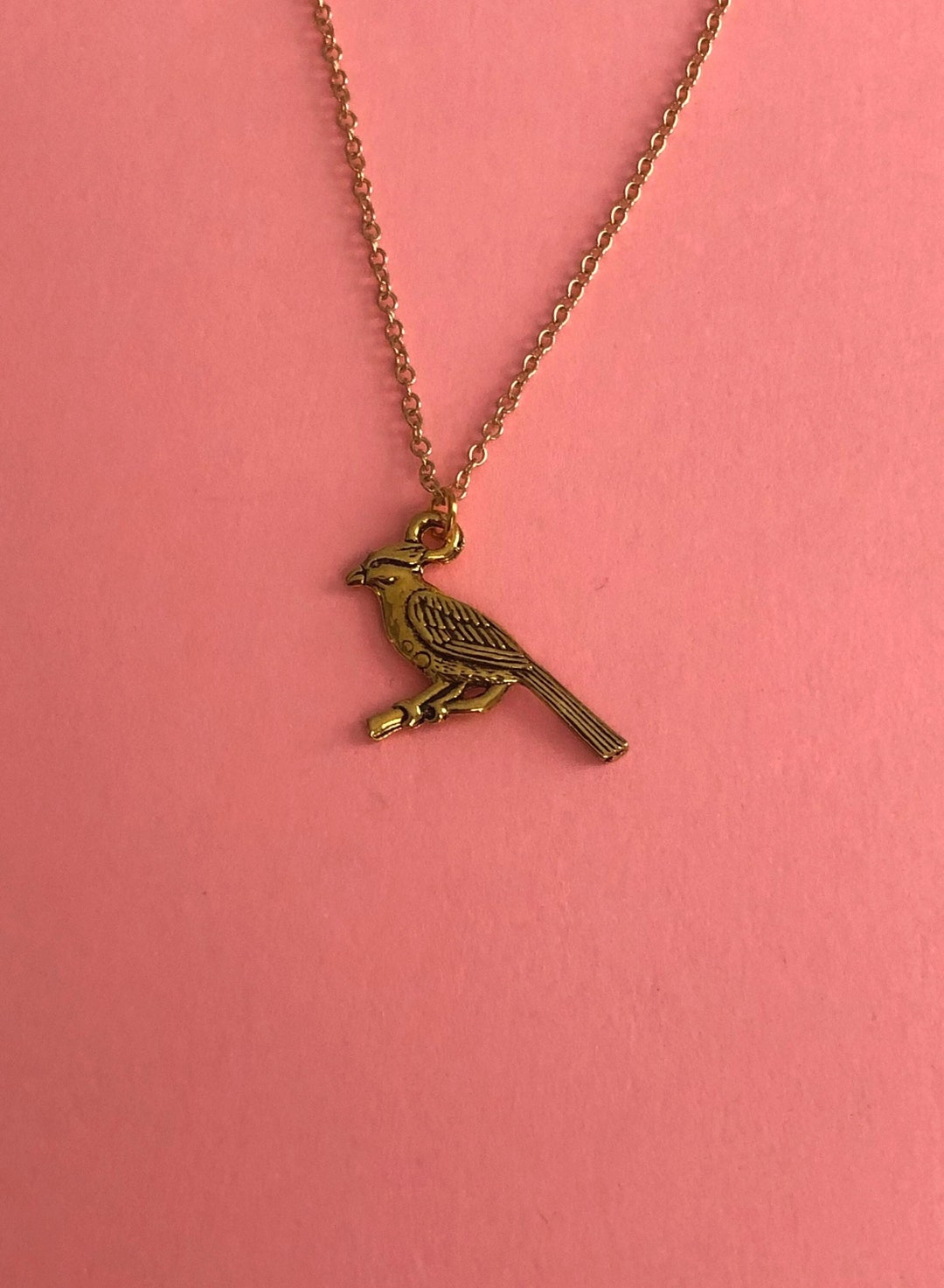 Gold Cardinal Necklace, Gold Cardinal, Cardinal Pendant Necklace ...