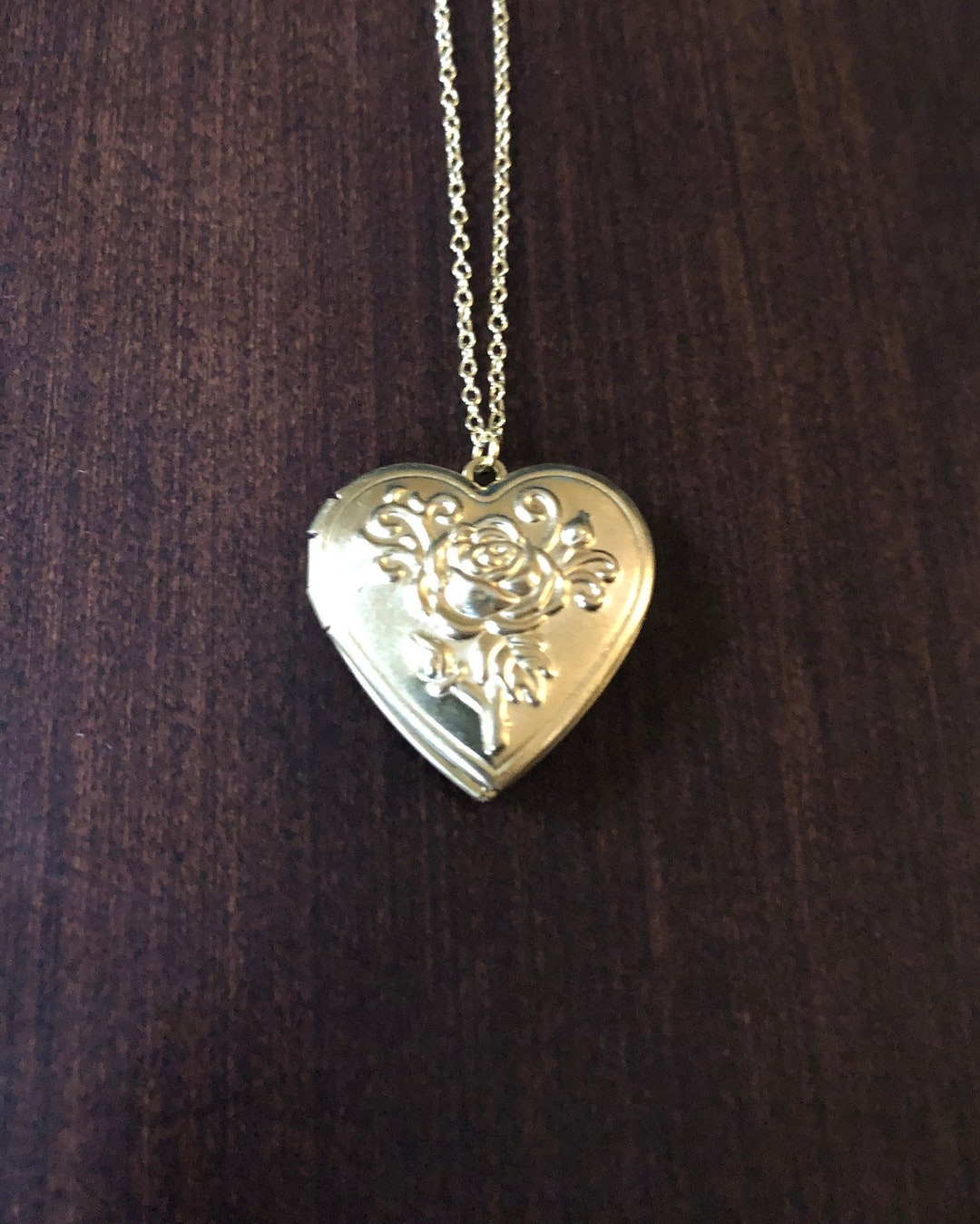 Rose Heart Locket, Locket Necklace, Antique Locket, Heart Locket, Rose ...