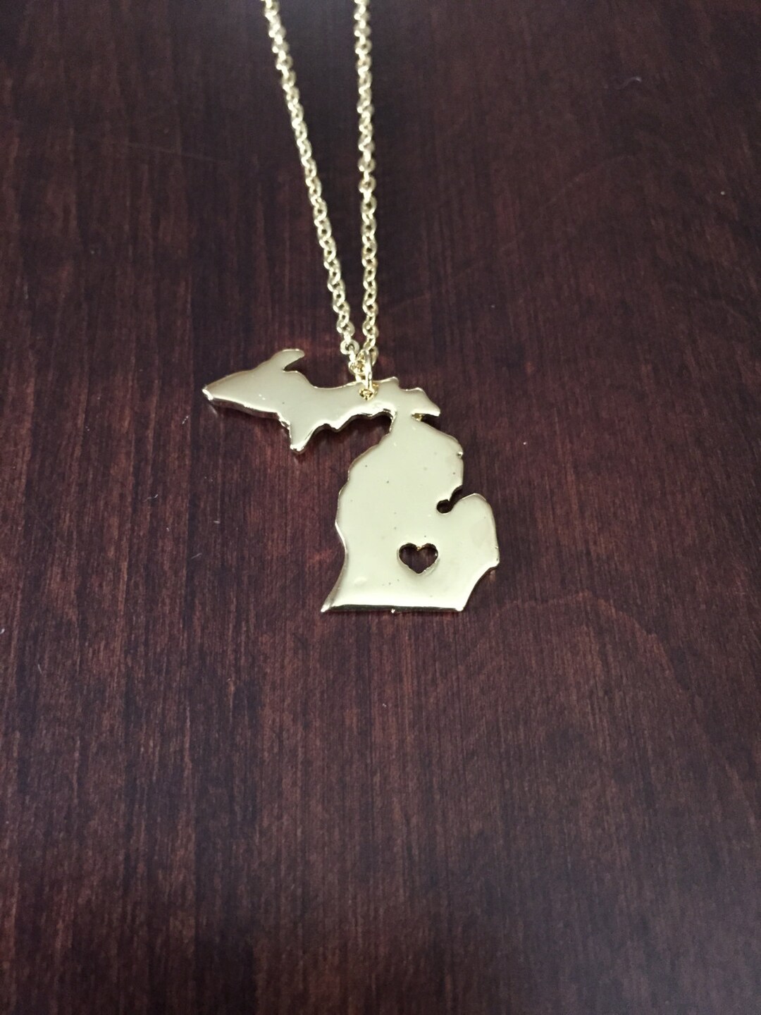 Michigan Necklace, Michigan, Gold Michigan Necklace, Michigan Jewelry ...