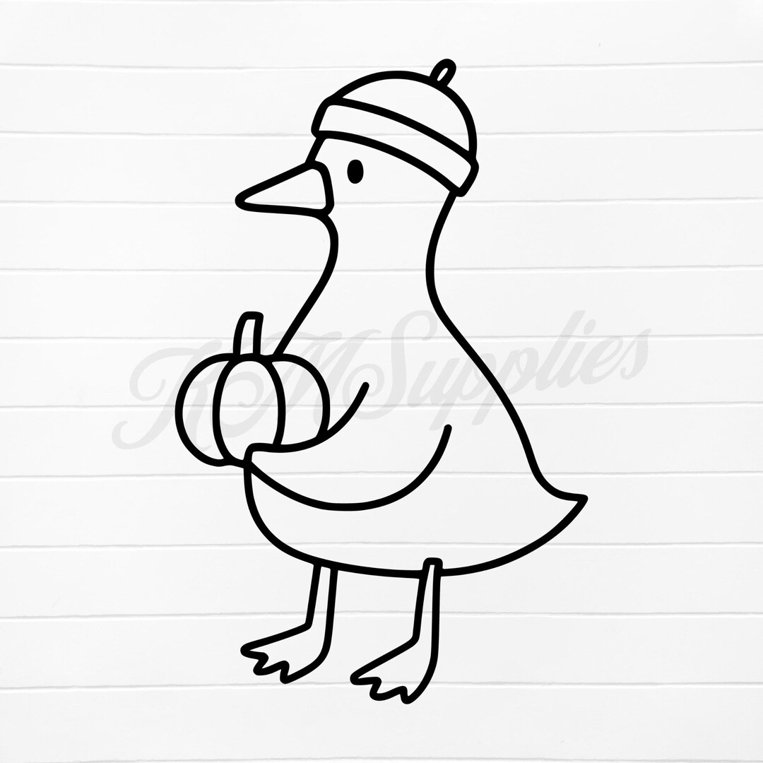 Goose Pumpkin Design, Goose Svg File, Goose Outline Black Png, Pumpkin ...