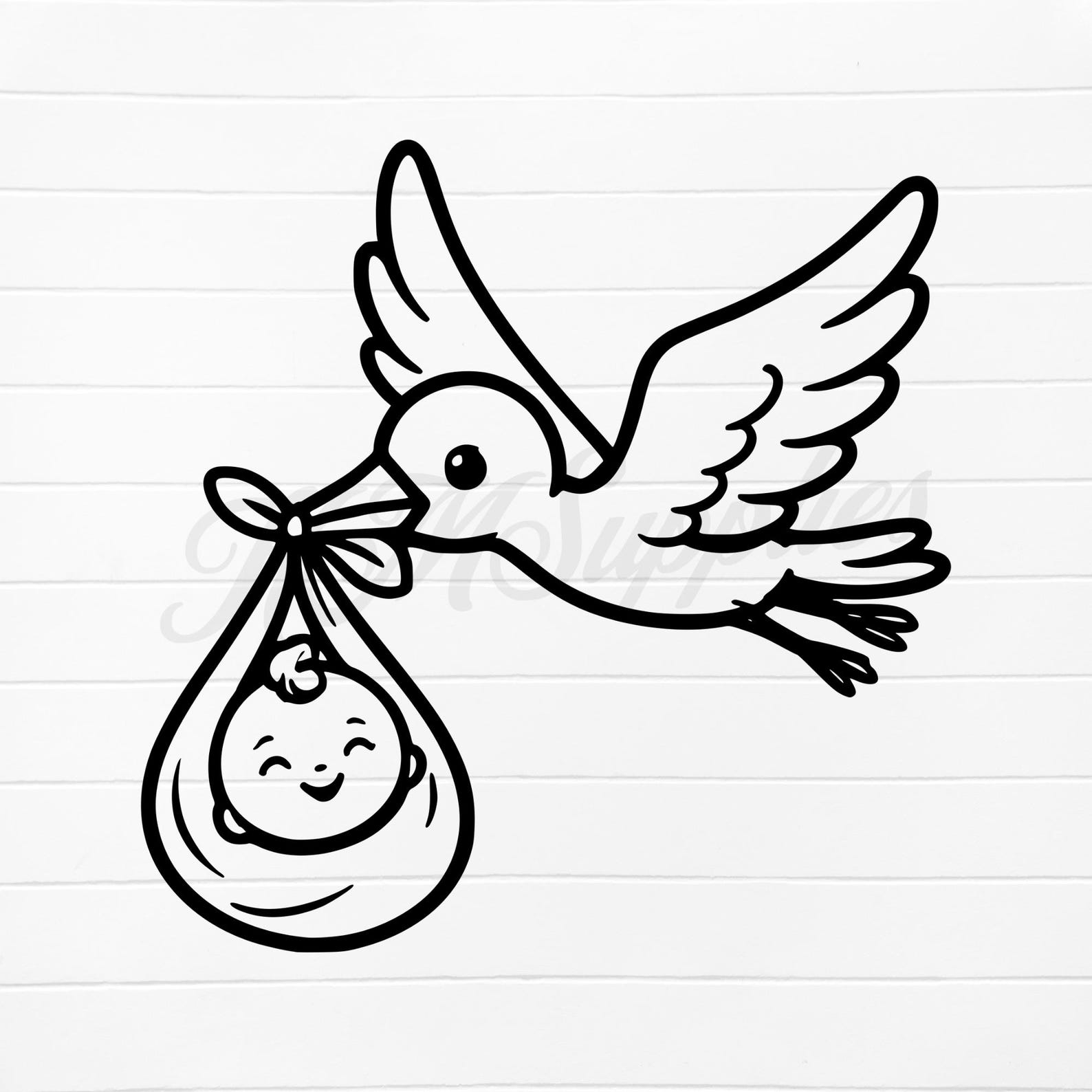 Stork Png, Stork With Baby Svg, Stork With Baby Png, Stork Clip Art ...