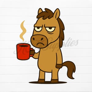Grumpy Horse Clipart, Grumpy Horse Png, Coffee Horse, Angry Horse ...