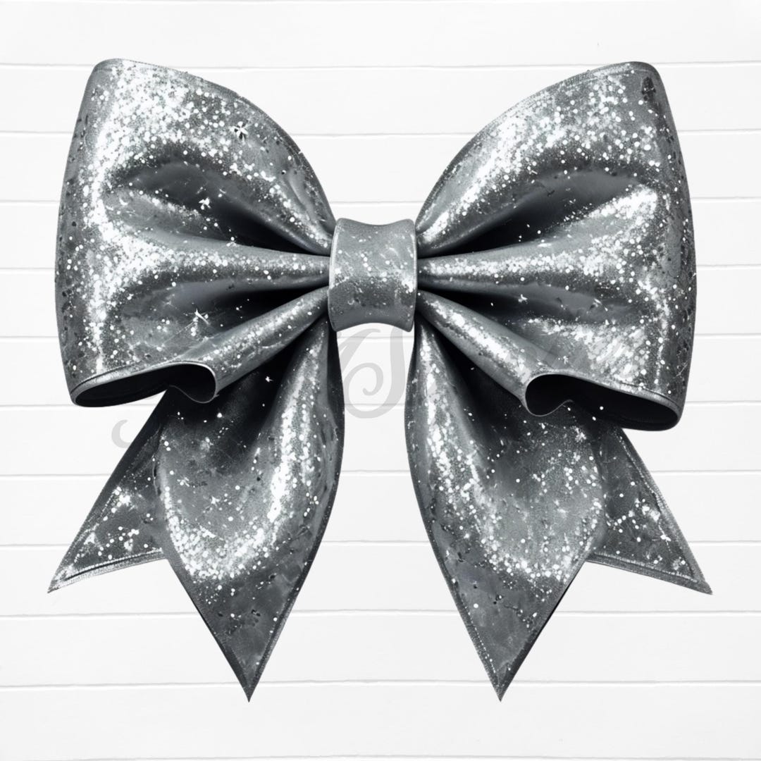 Silver Bow Png, Silver Glitter Bow Png, Silver Glitter Bow Clipart ...