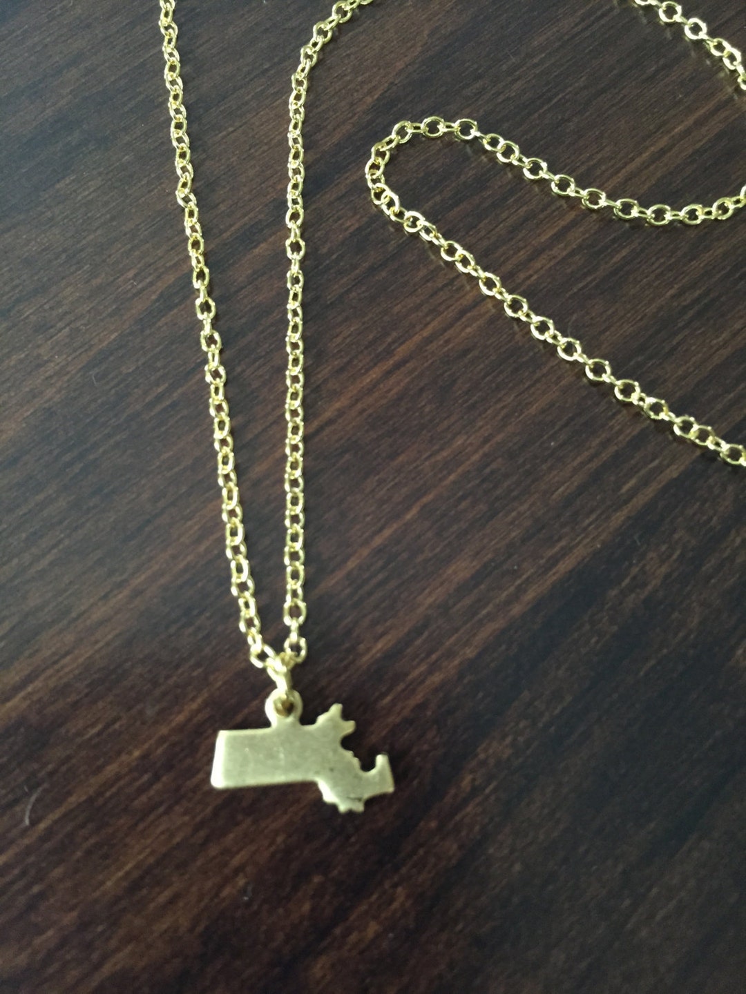 Massachusetts Necklace, Massachusetts, Gold Massachusetts Necklace ...