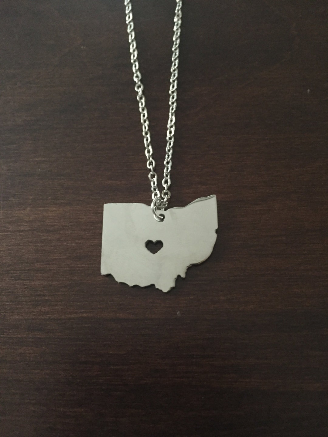 Ohio Necklace, Ohio Pendant, Silver Ohio Necklace, Ohio State Necklace ...