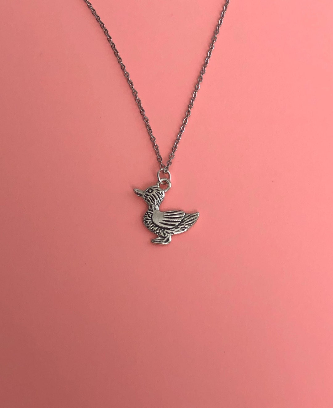 Duck Necklace, Silver Duck Necklace, Duck Necklace Silver, Duck Charm ...