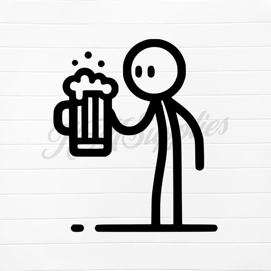 Stick Figure With Beer Svg, Stick Figure Holding Beer, Funny Beer Svg ...