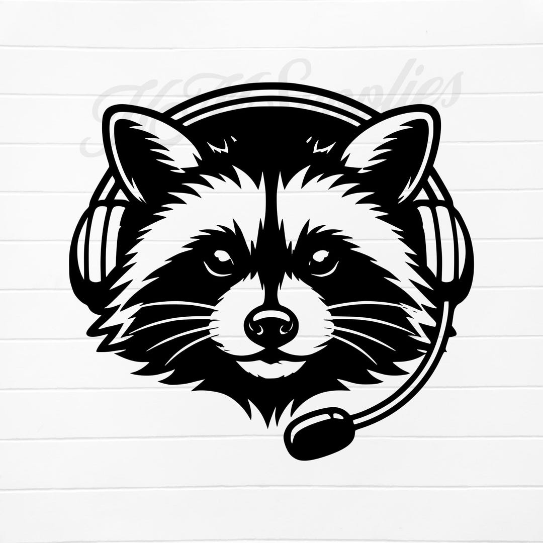 Raccoon With Headset Png Svg, Raccoon Wearing Headset Svg, Raccoon With ...