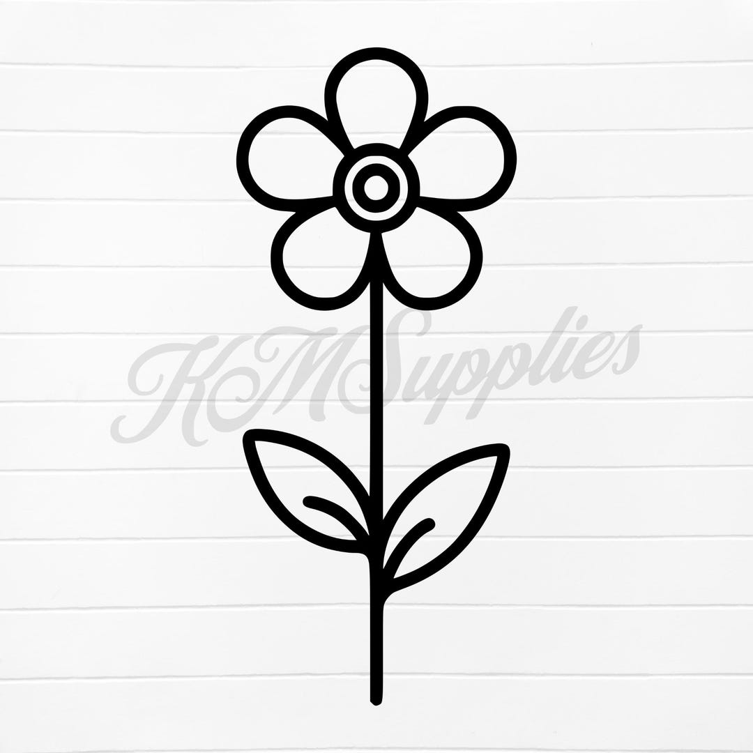Flower Line Art Png, Flower Line Art Svg, Simple Flower Svg, Simple ...