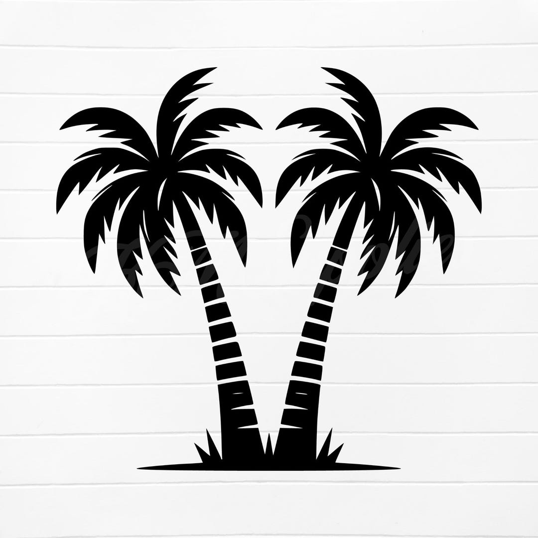 Two Palm Trees Svg, Two Palm Trees, Beach and Palm Tree Svg, Palm Tree ...