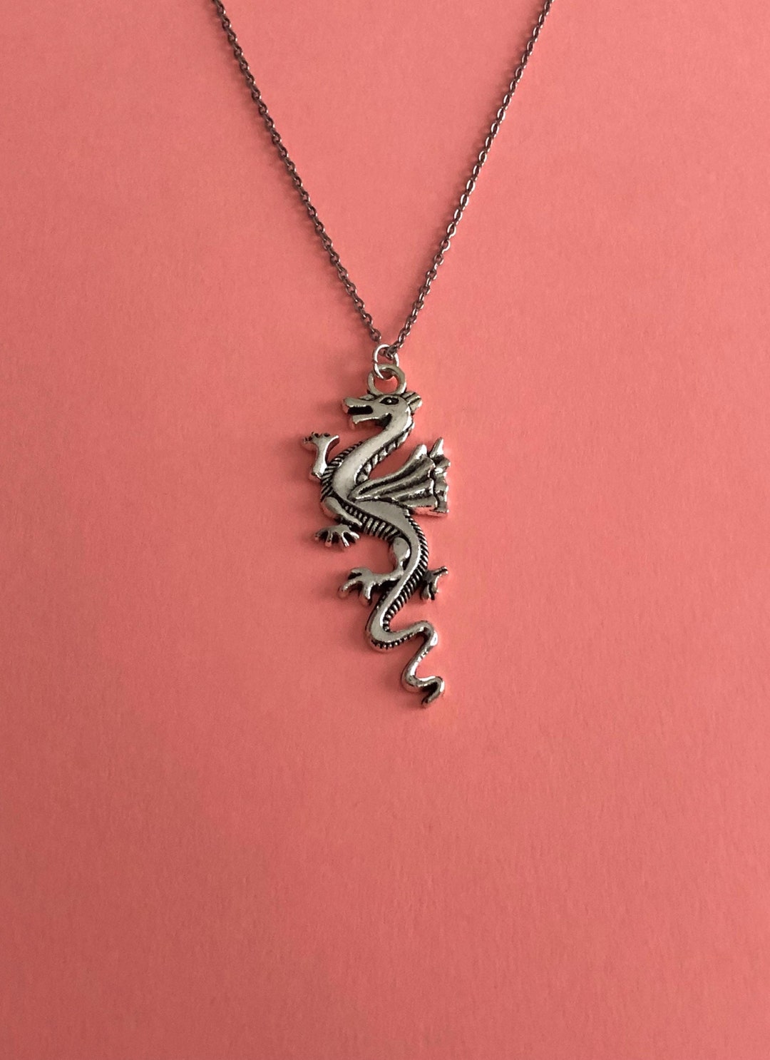 Silver Dragon Necklace, Silver Dragon Pendant Necklaces, Silver Dragon ...