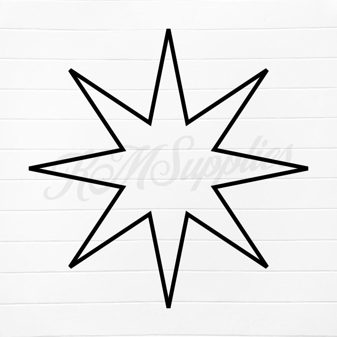 8 Point Star Svg, 8 Pointed Star Svg, Star Outline Svg, Starburst Svg ...
