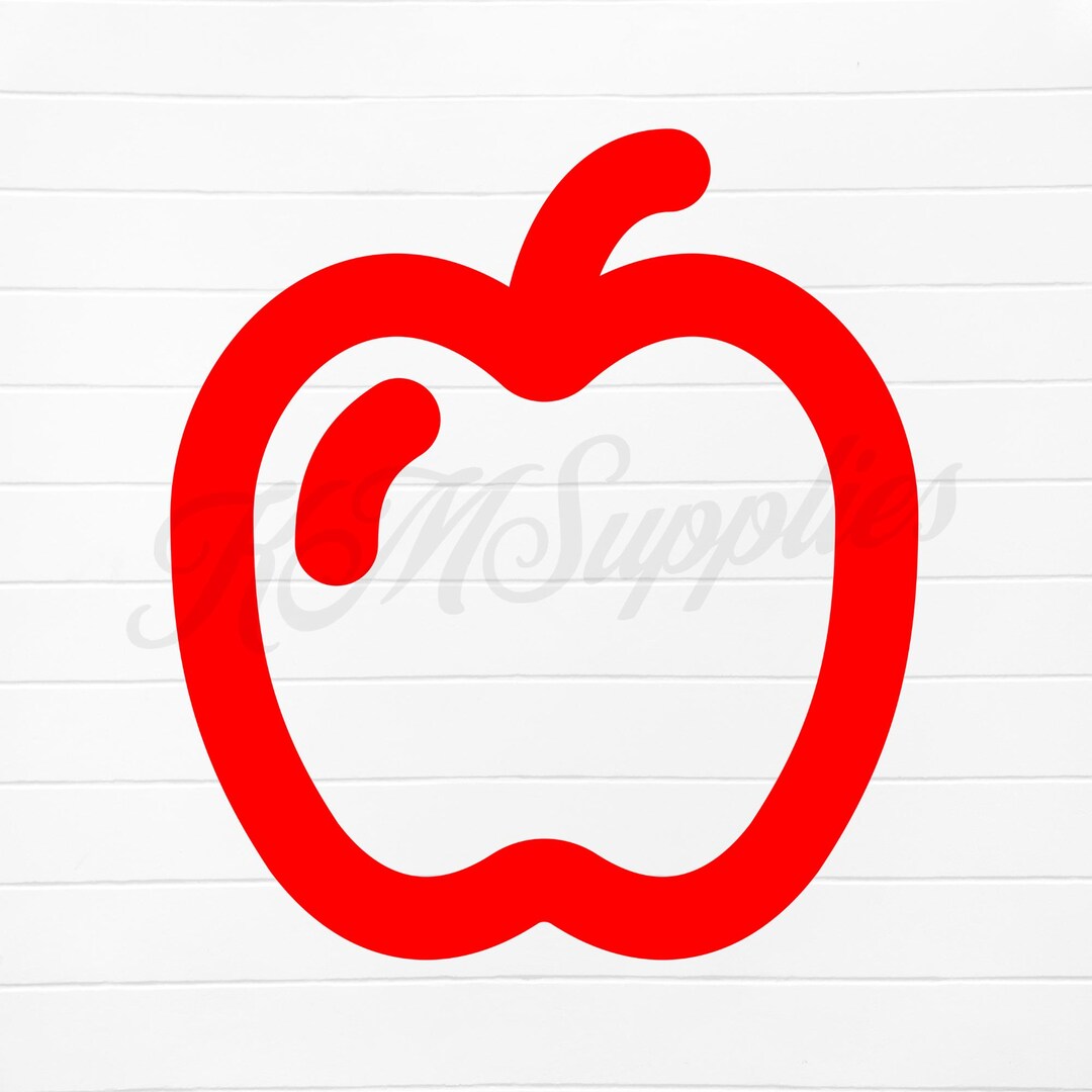 Red Apple Outline Svg, Red Apple Clip Art, Red Apple Silhouette Svg ...