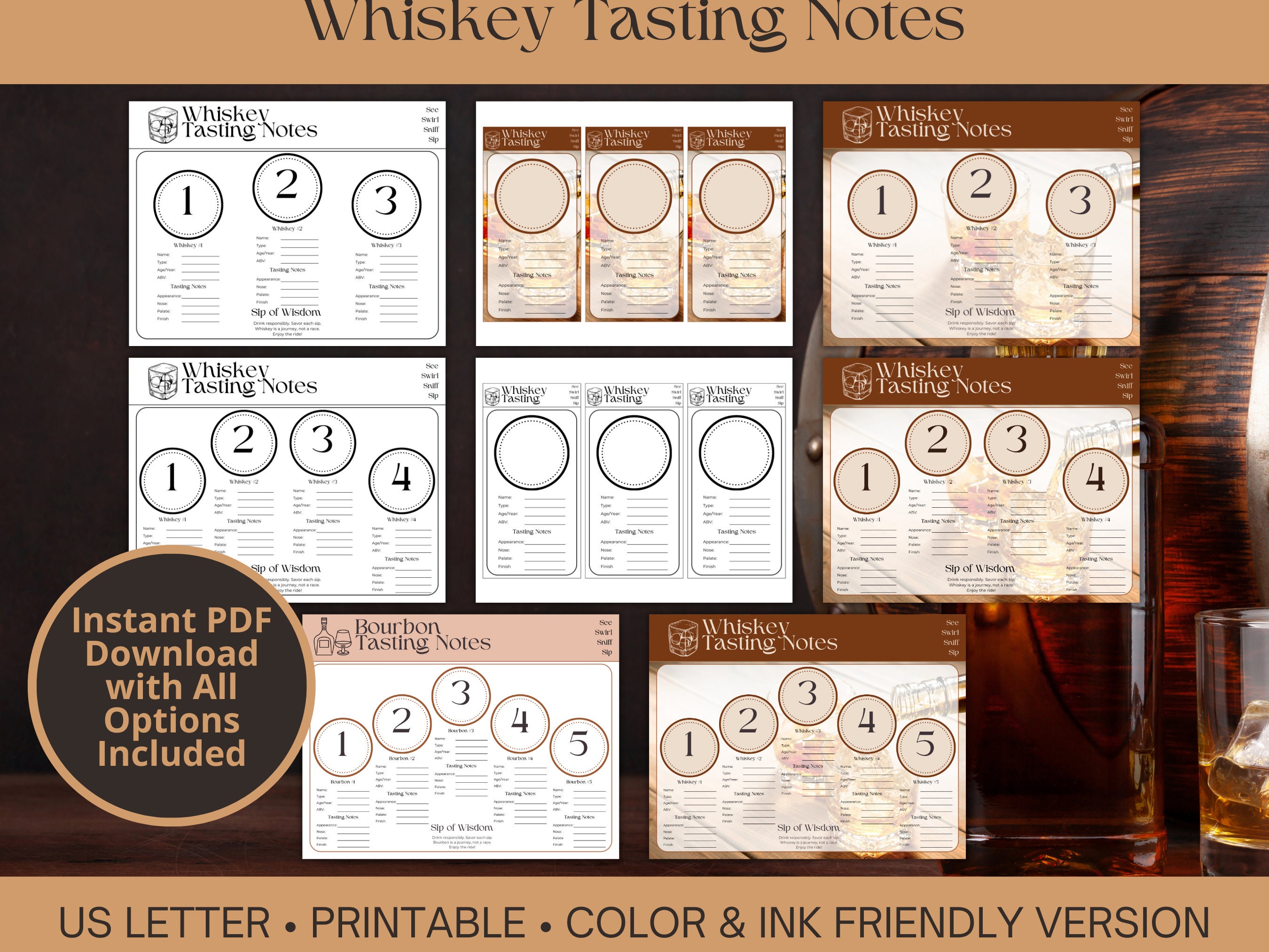 Whiskey Tasting Placemat - Printable PDF for Whiskey Lovers - Rate ...
