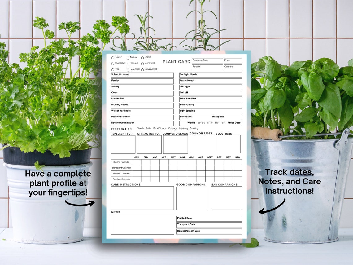 Printable Plant Card: Keep Track of Planting Info, Pests, Diseases ...