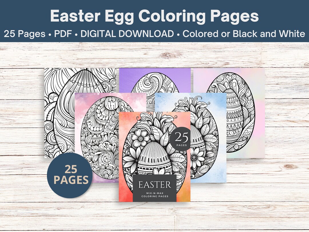 Easter Eggstravaganza 25 Coloring Pages With Vibrant Backgrounds and B ...