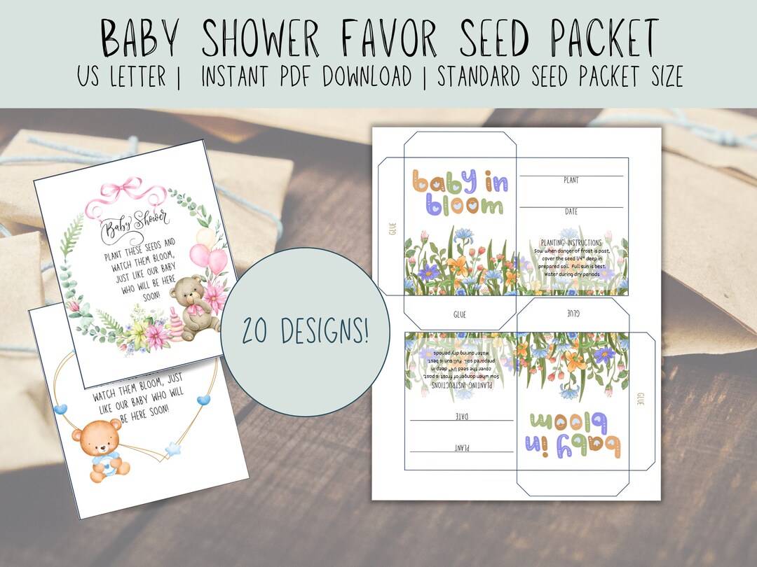 Oh Baby Seed Packet Download - Baby in Bloom - 20 Designs - Printable ...