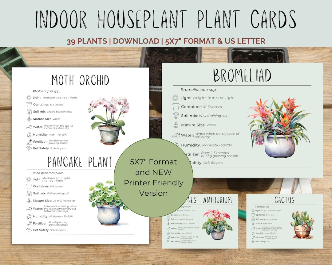 Indoor Houseplant Cards With Planting Information - 5x7" Download ...