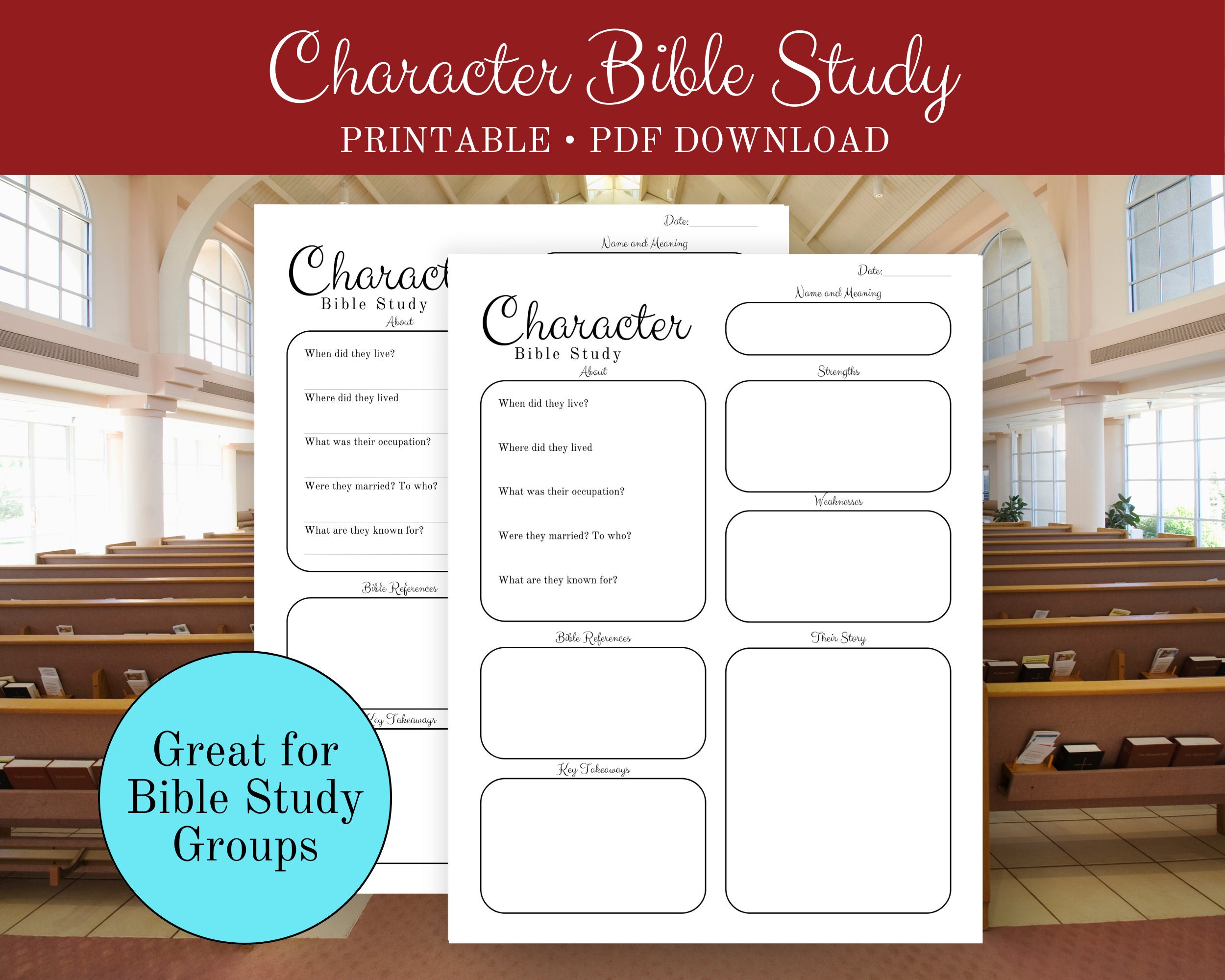 Character Bible Study Guide Printable PDF, Structured Character ...