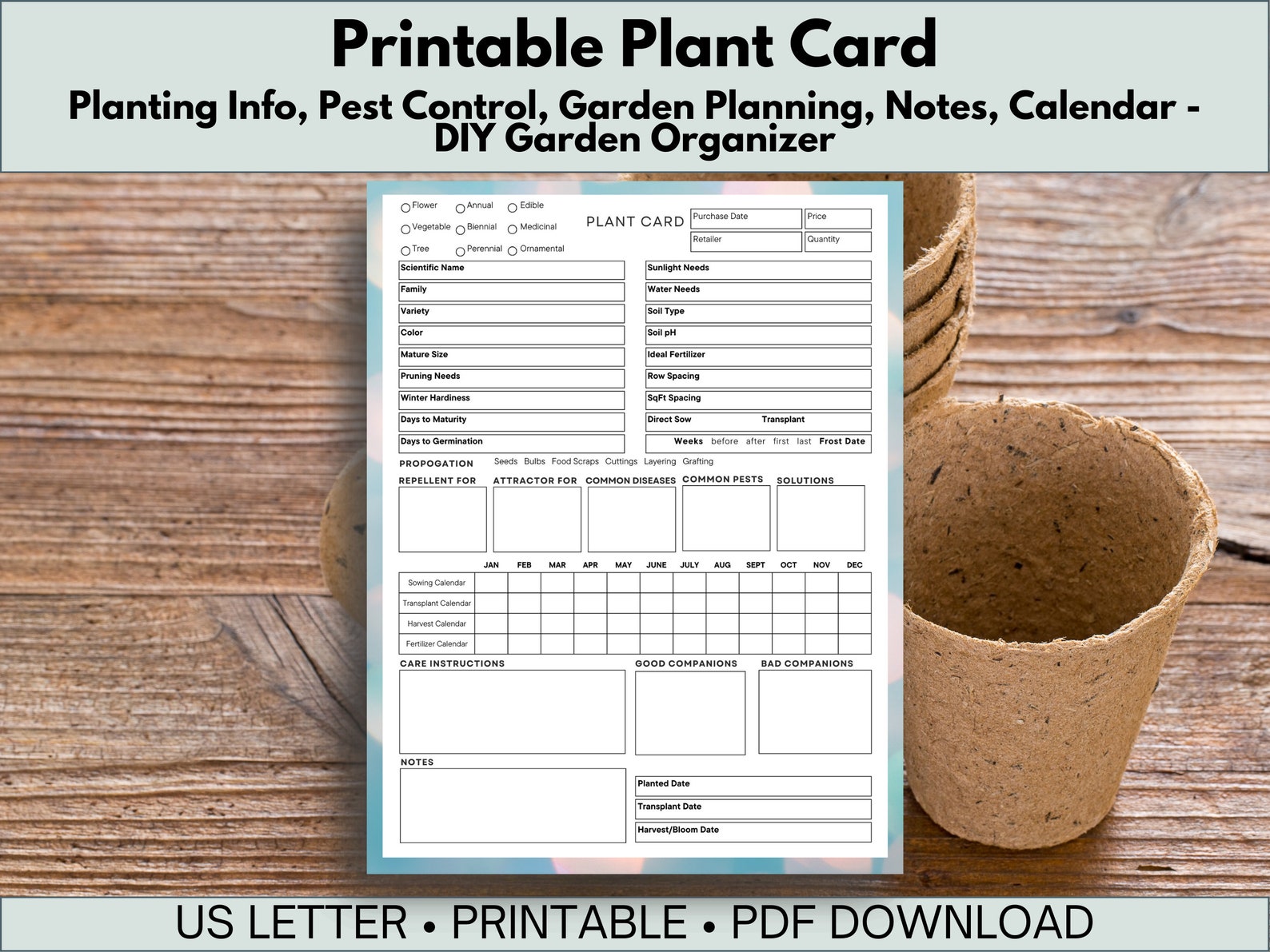 Printable Plant Card: Keep Track of Planting Info, Pests, Diseases ...