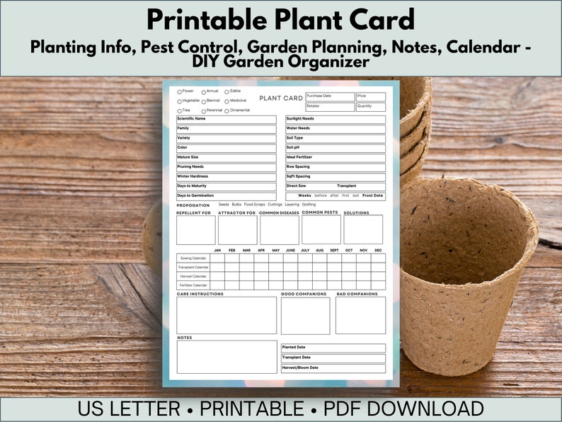 Printable Plant Card: Keep Track of Planting Info, Pests, Diseases ...