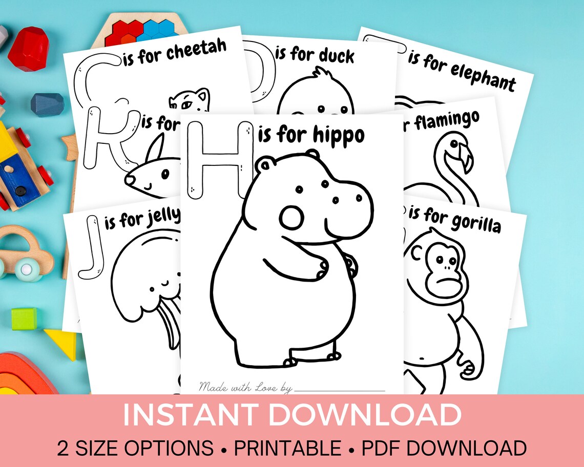 ABC Baby Shower Coloring Book Animal Alphabet Coloring Pages Baby ...