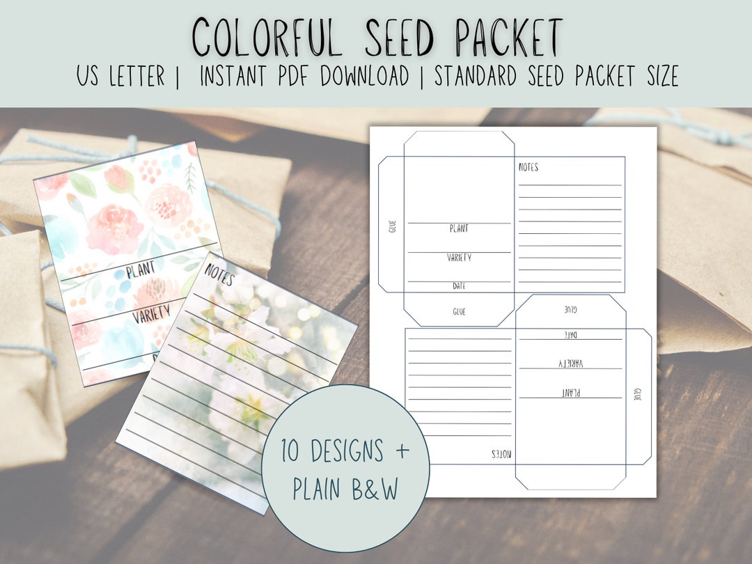Garden Seed Packet Printable, Colorful Seed Envelope Template, Spring ...