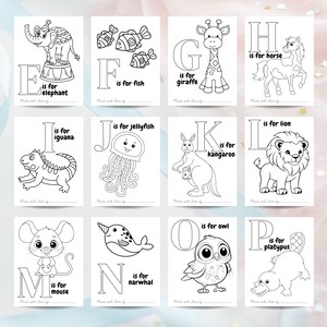 ABC Baby Shower Coloring Book - Animal Alphabet Coloring Pages - Baby ...