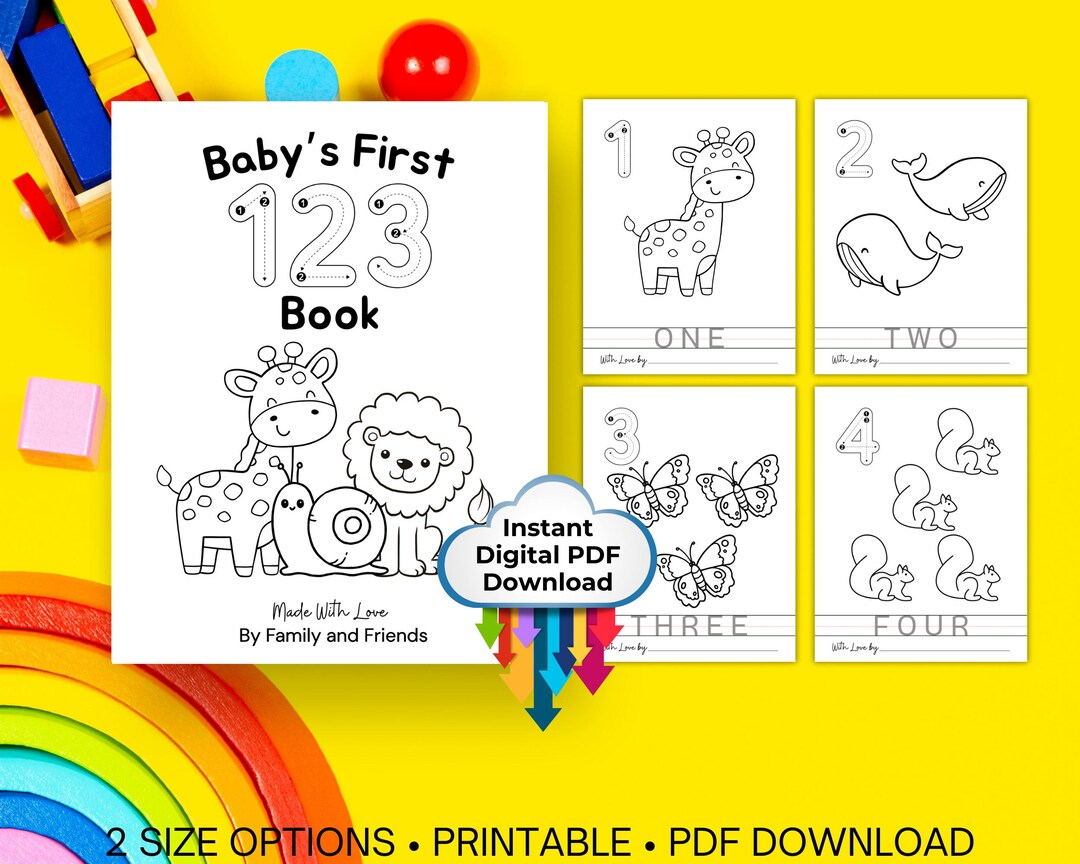 Baby Shower Activity Book, Animal 123 Counting Book, Printable ABC ...