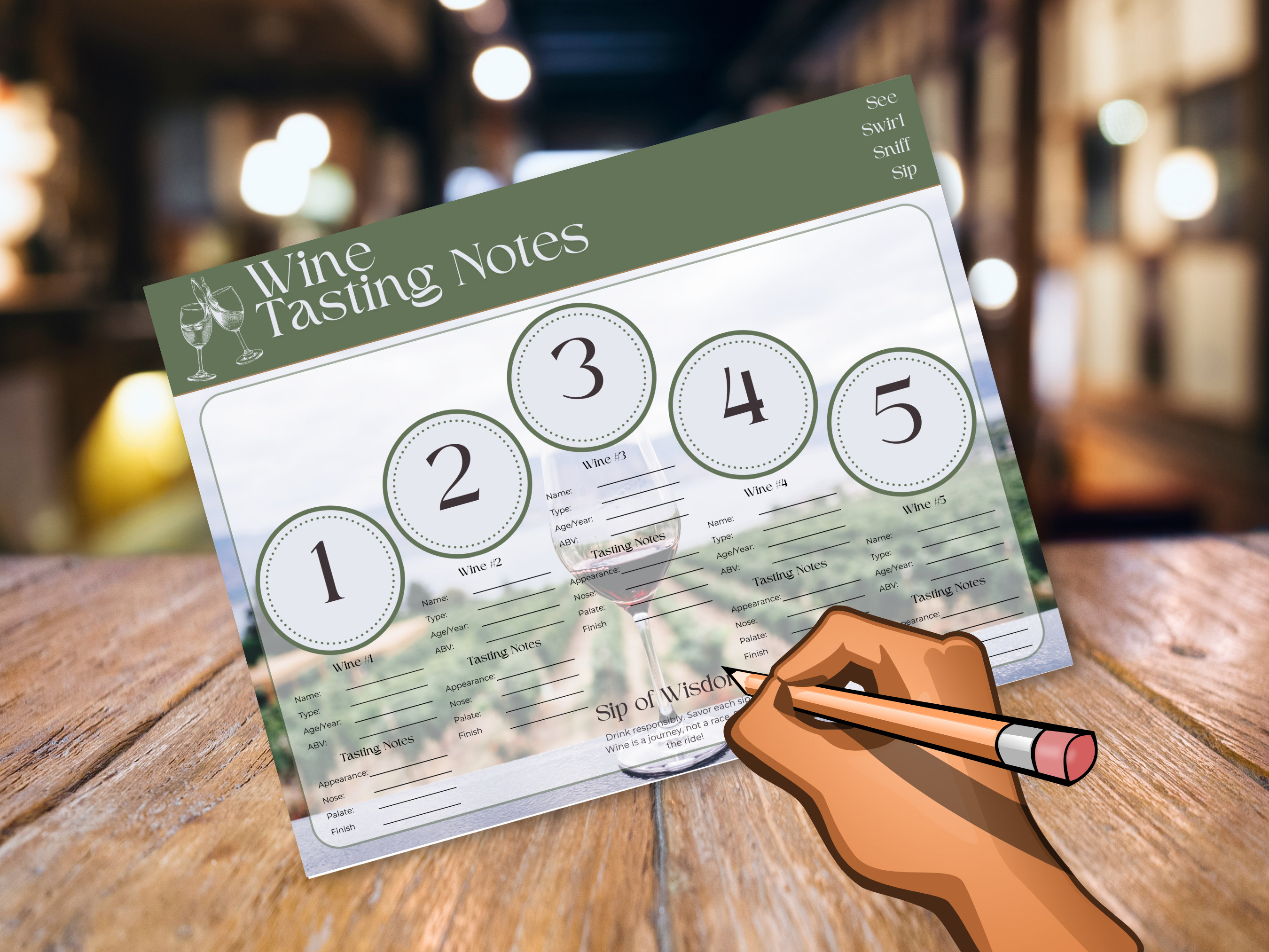 Printable Wine Tasting Mat for Wine Lovers - Etsy
