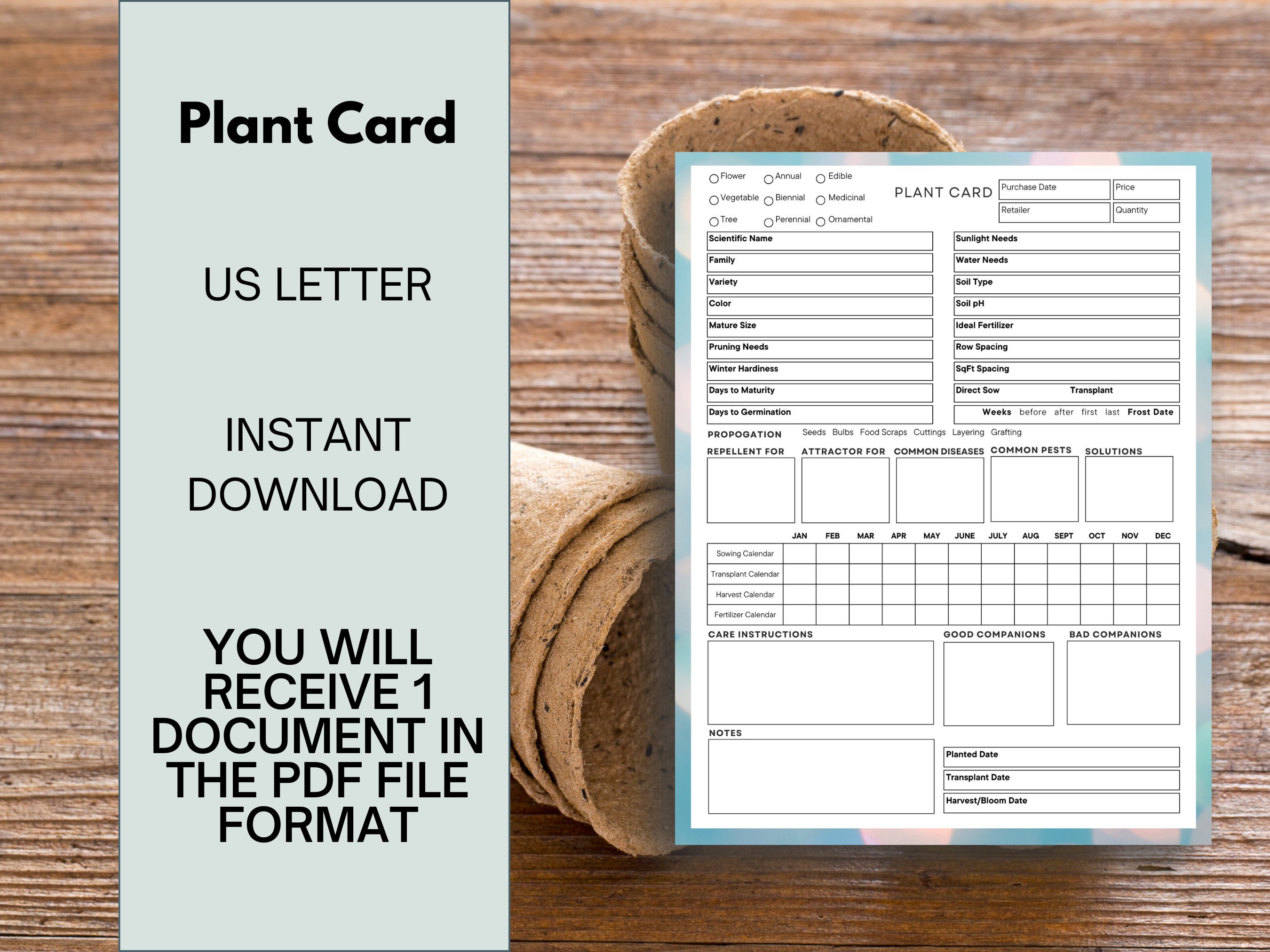 Printable Plant Card: Keep Track of Planting Info, Pests, Diseases ...