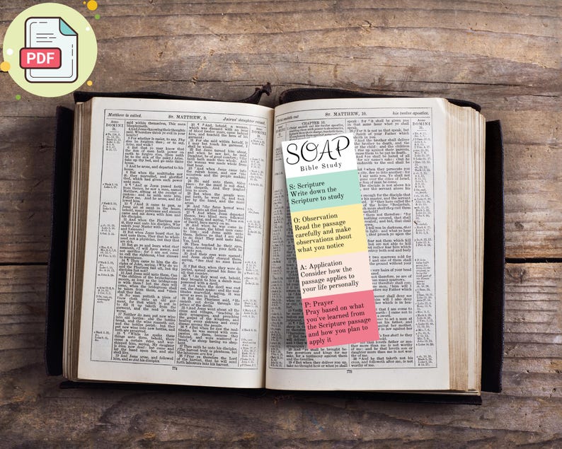 SOAP Bible Study Bookmark - Printable Bible Study Tool, Engaging ...