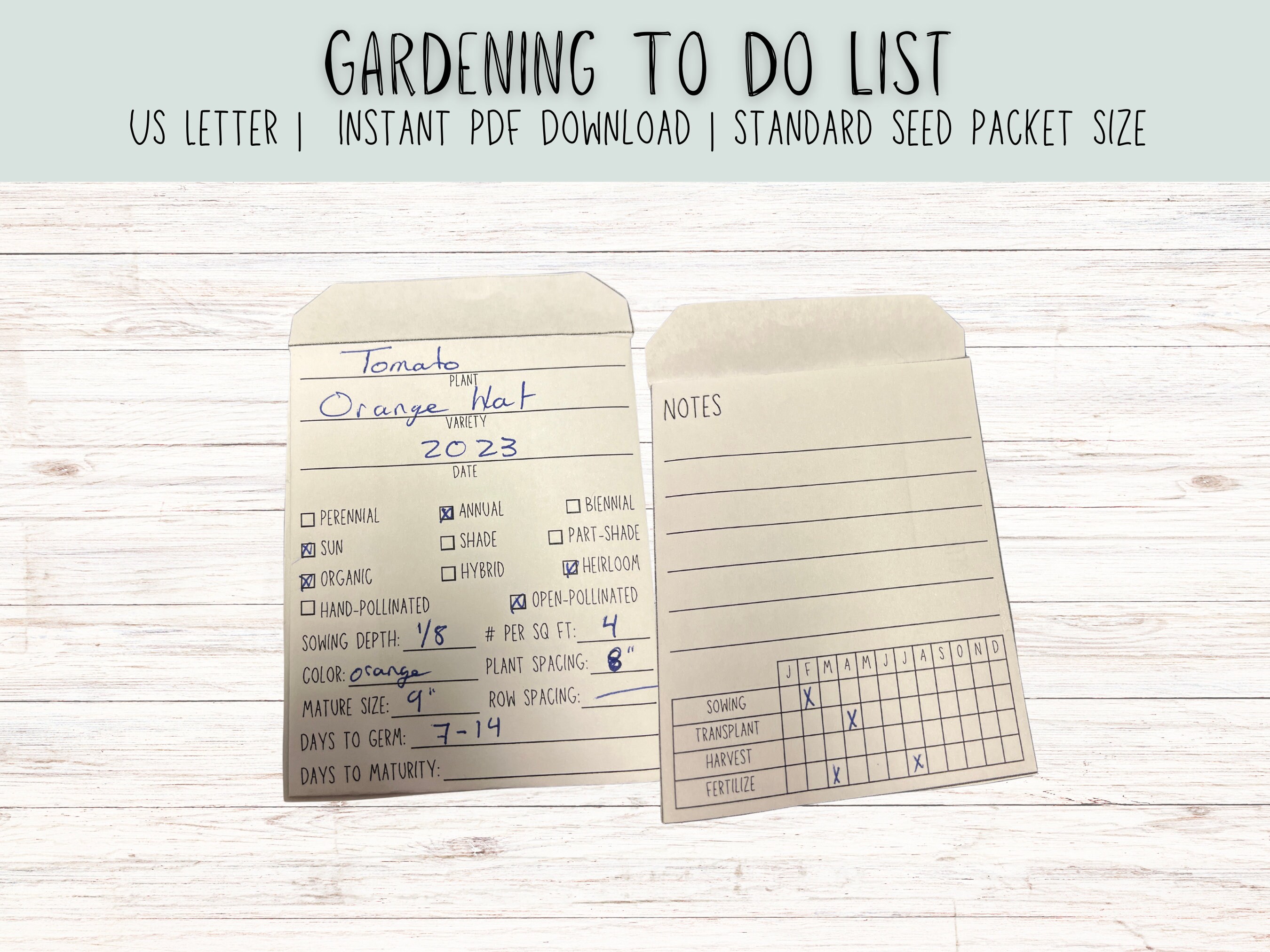 Detailed Garden Seed Packet Printable, Seed Envelope Template, Spring ...