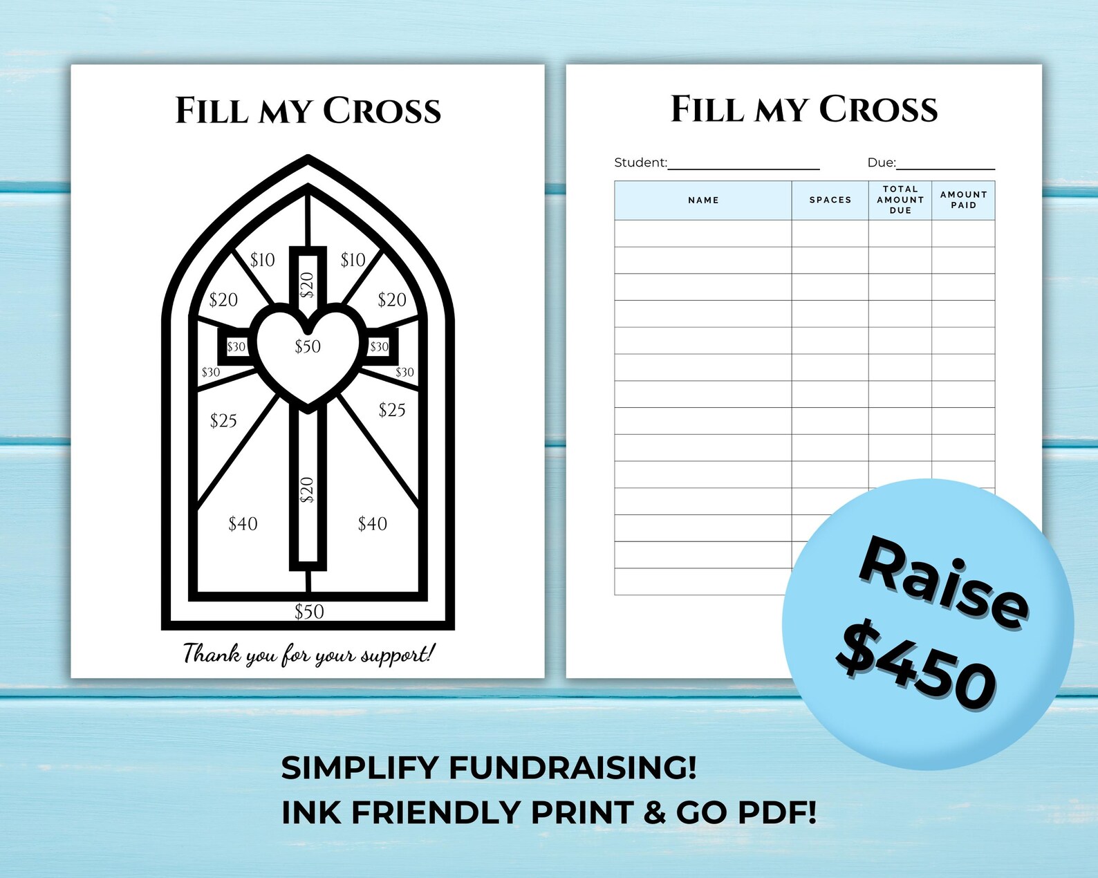 Printable Cross Tracker, Fundraiser Order Form, Church Fundraising ...