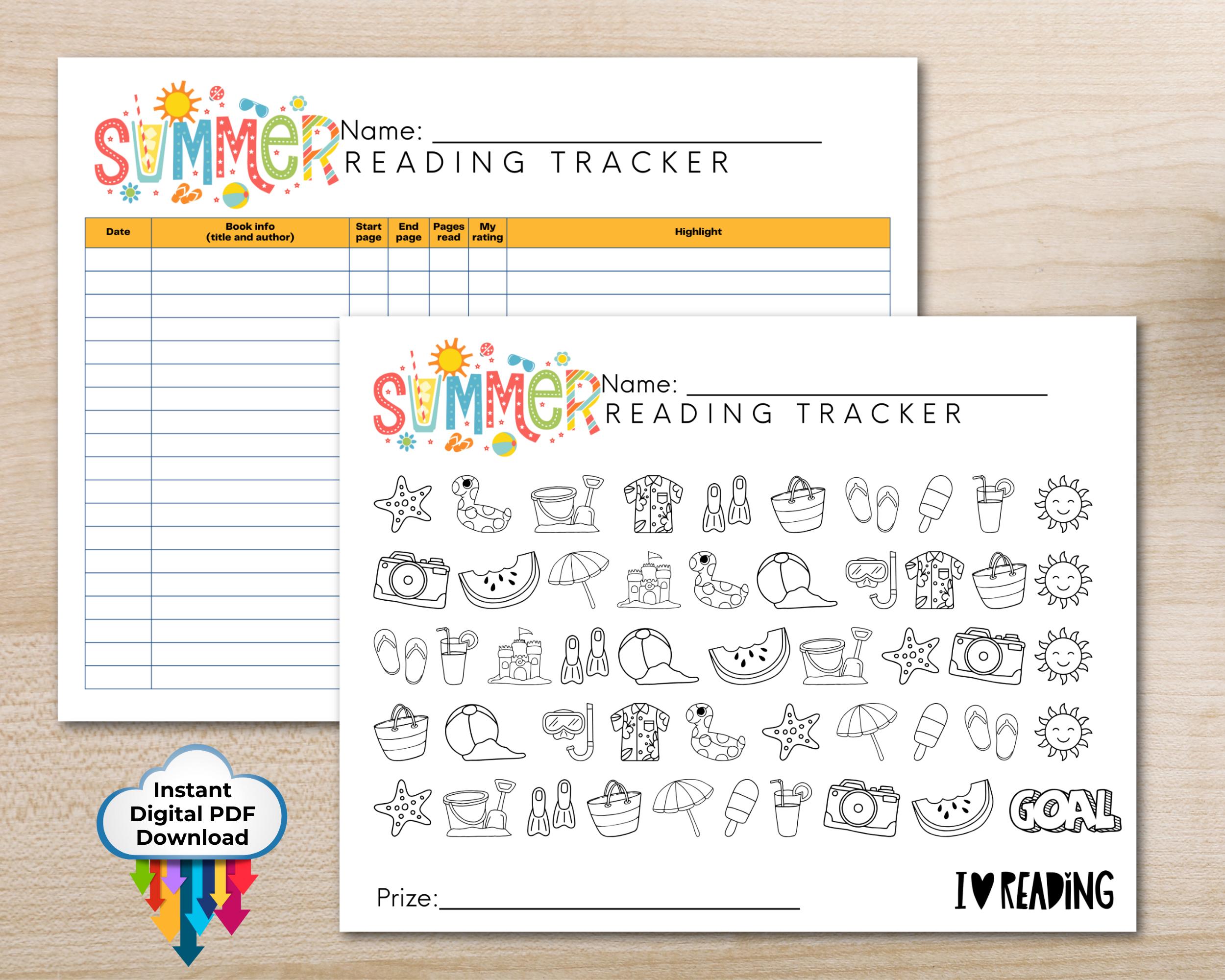 Kids Reading Tracker, Printable Book Log, Summer Reading Challenge, Fun ...