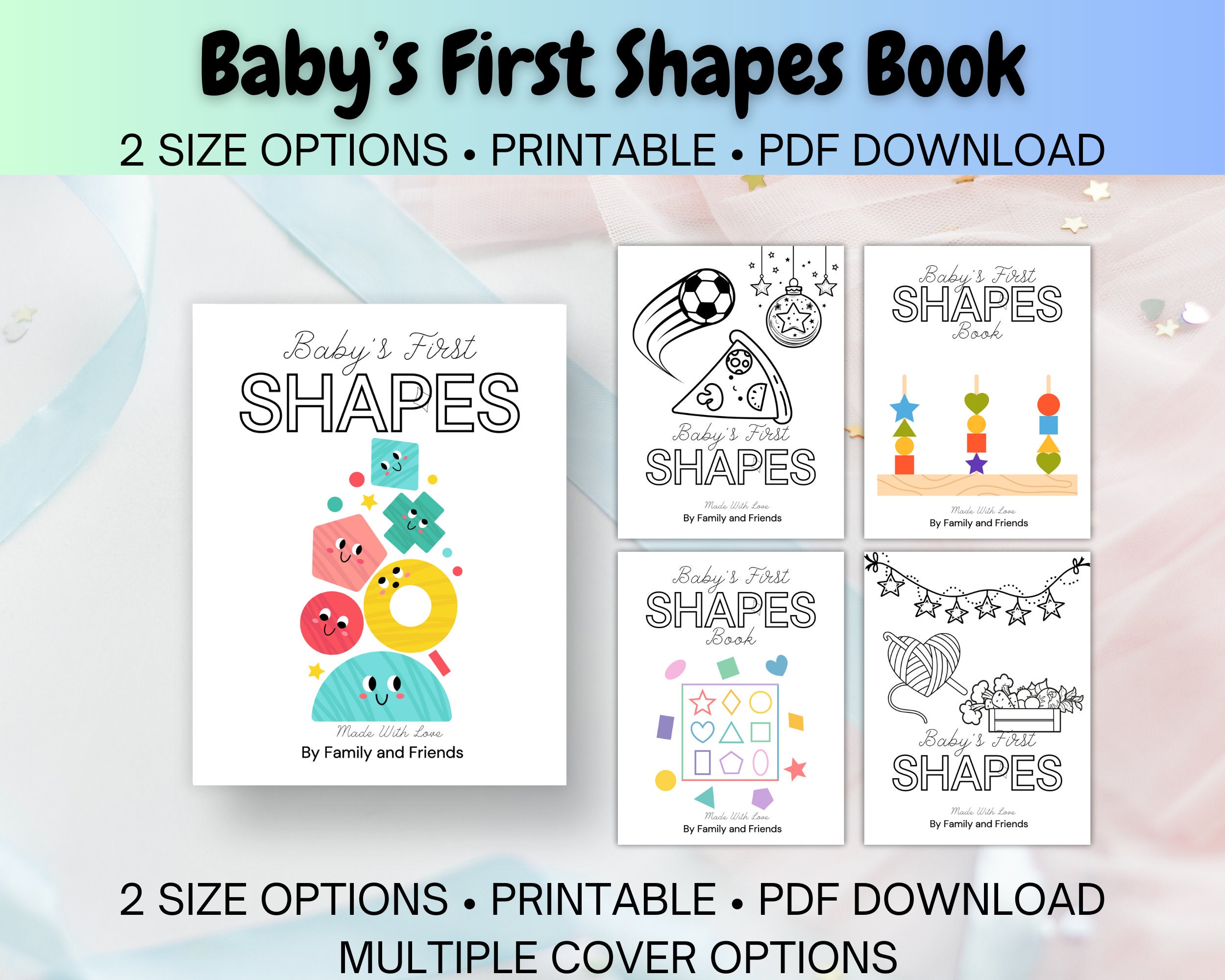 Shapes Baby Shower Coloring Book - Game and Keepsake! US Letter Paper ...