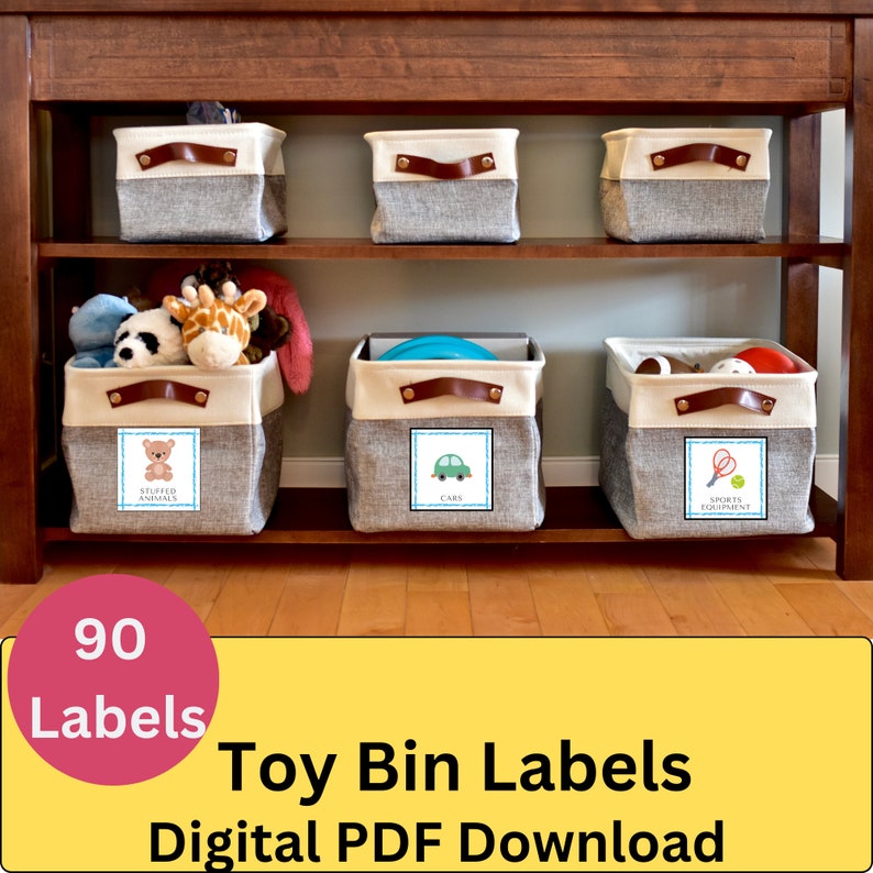 90 Toy Bin Storage Labels -4"x4"- Organize Kids Toys - Montessori ...