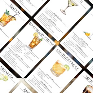 Cocktail Recipe Cards for Barcart - Cocktail Recipe Cards for Home ...