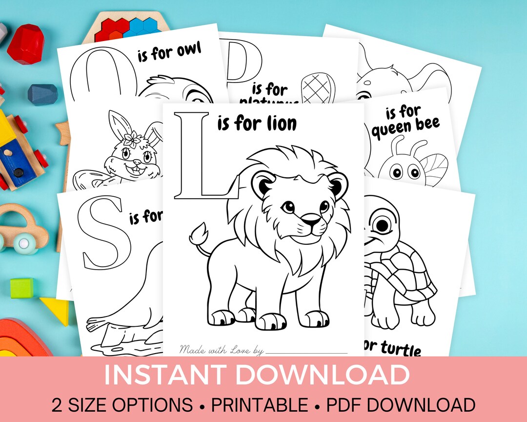ABC Coloring Book Baby Shower - Animal Alphabet Coloring Pages - Baby ...