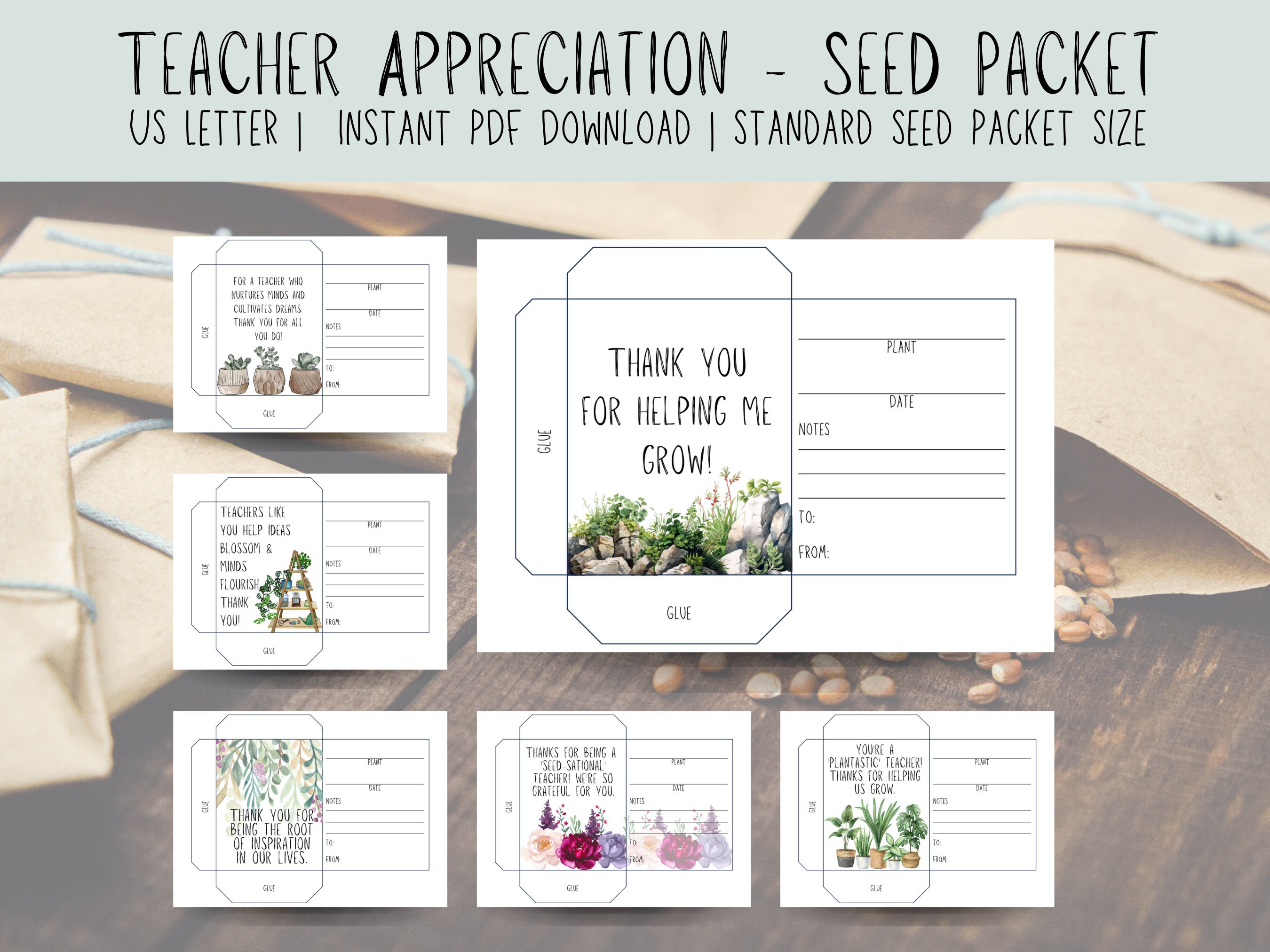 End of Year Teacher Gift - Seed Packet Digital Print - Classroom ...