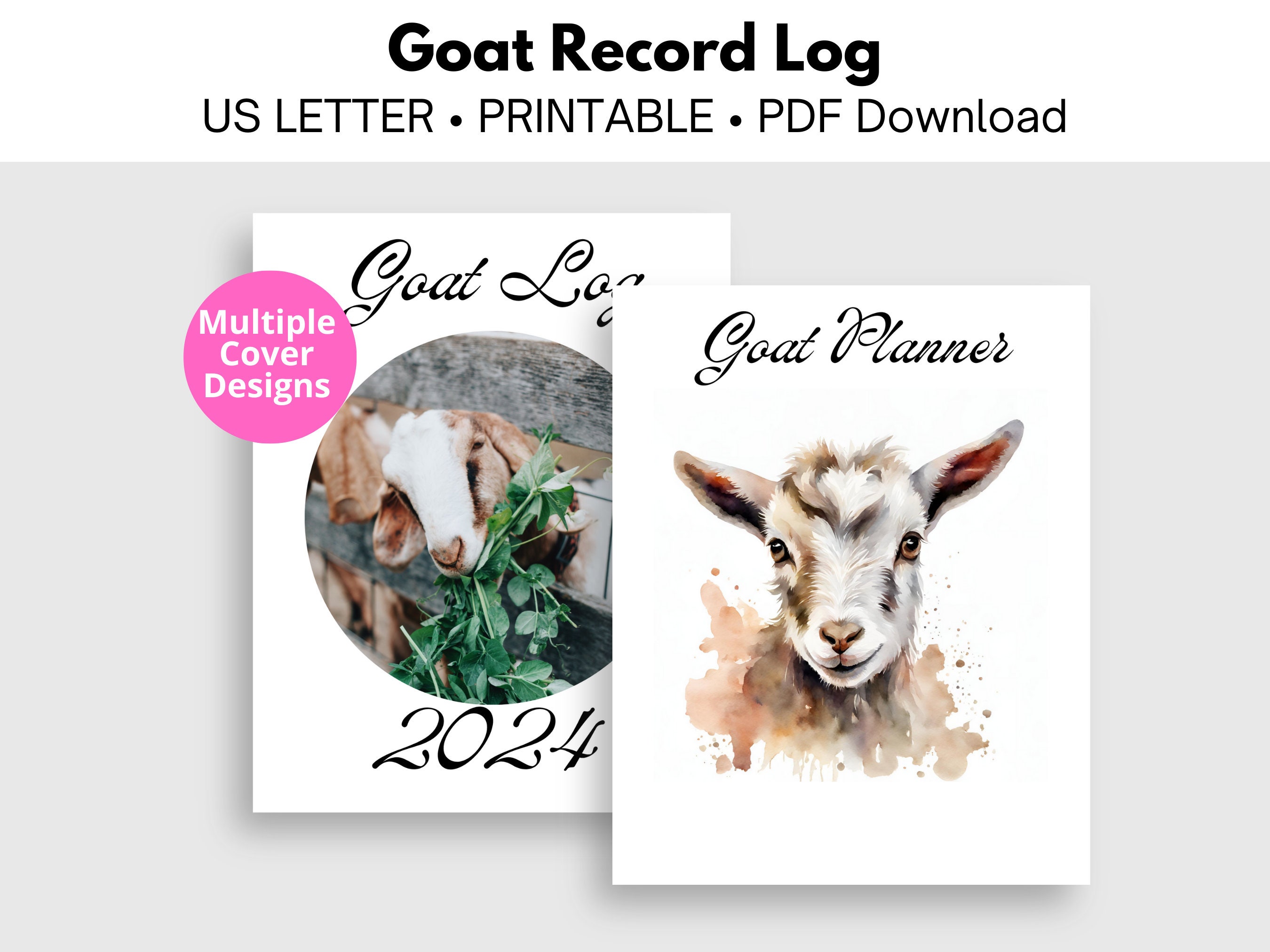 Goat Record Log - PDF 45+ Pages, Multiple Cover Designs, Breeding ...