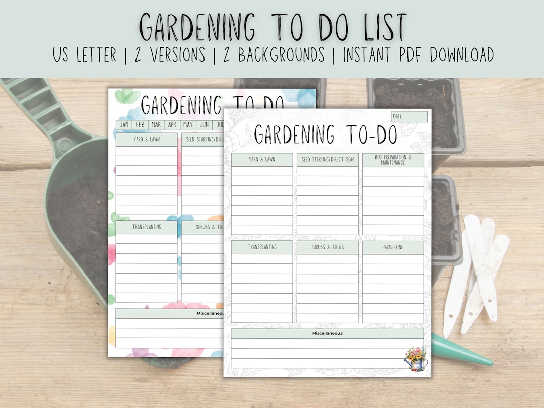 Garden Printable To-do List - Garden Monthly Checklist - Stay Organized ...