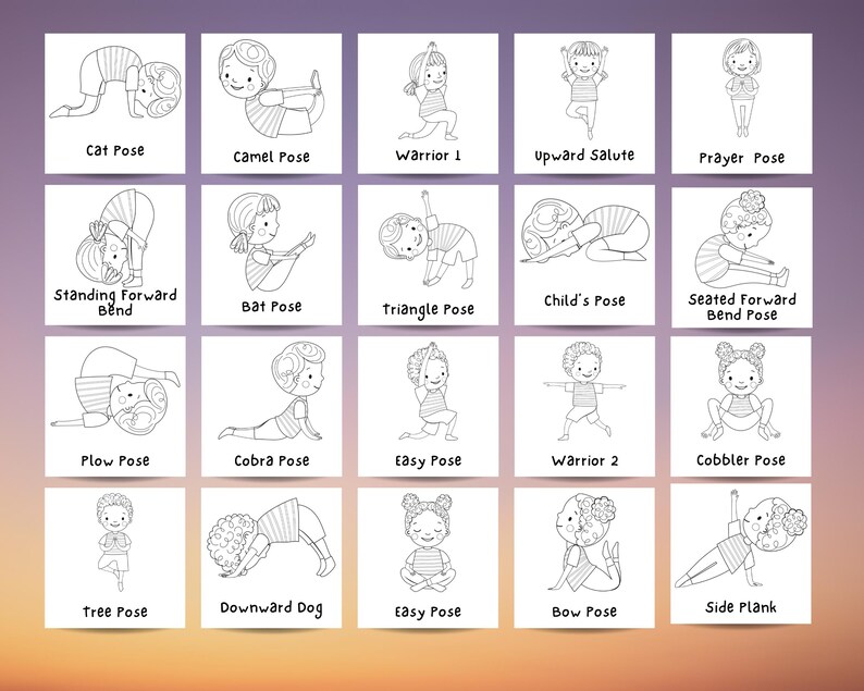 Kids Yoga Flashcards for Mindfulness, 34 Printable Yoga Pose Cards for ...