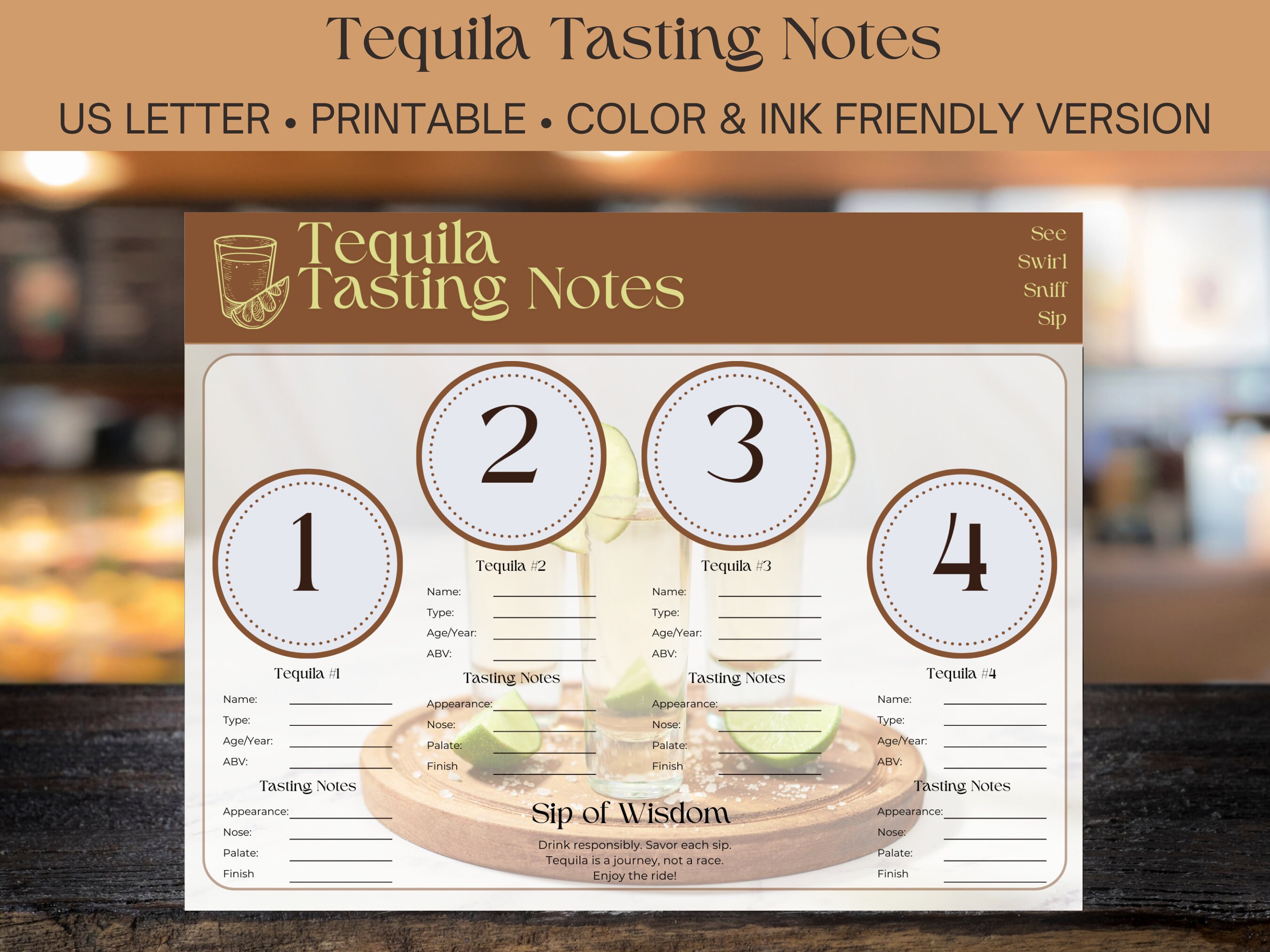 Tequila Tasting Mat - Printable PDF for Tequila Lovers - Rate Tequila ...