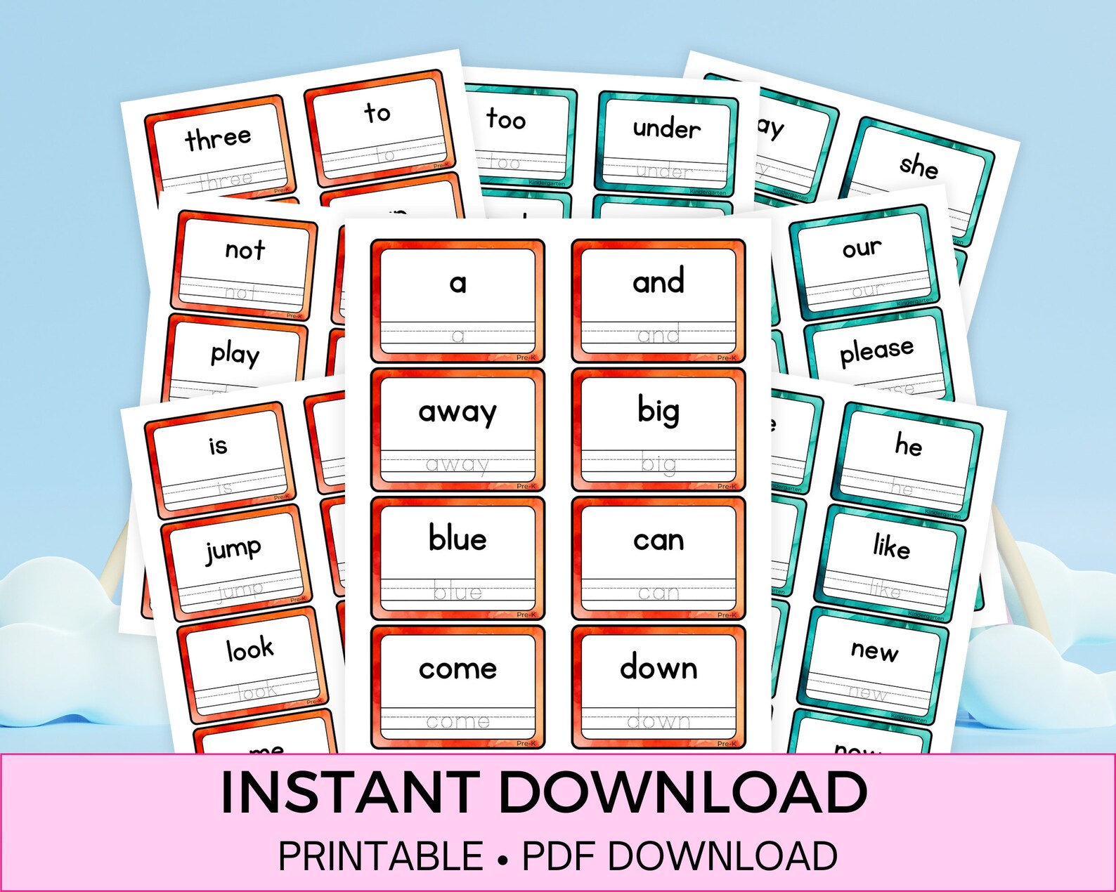 Sight Words Flash Cards - Pre-k & Kindergarten Flashcards - Dolch - PDF ...